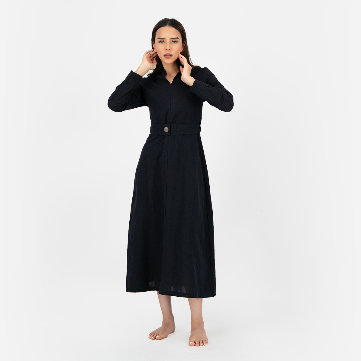 Buy Dress With Pleats - Black Online in Kuwait | Boutiqaat