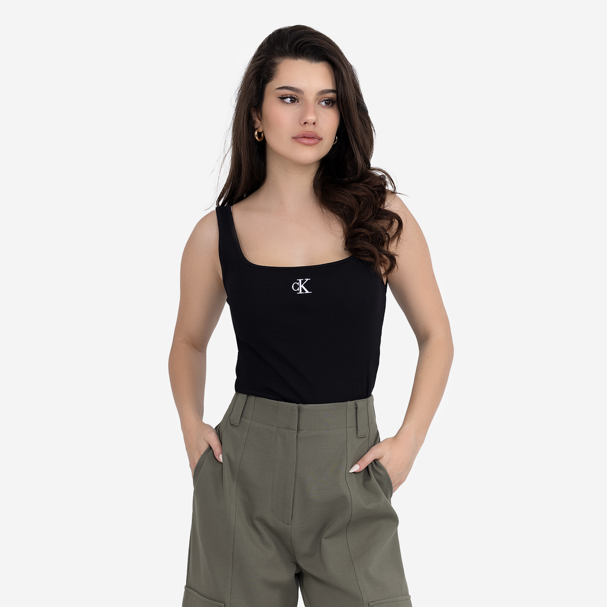 Buy Ribbed Tank Top - Black Online in Kuwait | Boutiqaat