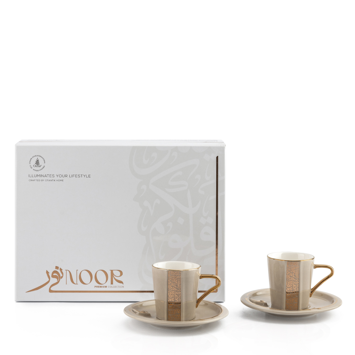 Buy Nour Collection Luxury Turkish Coffee Cup Set - 12 pcs - Beige ...